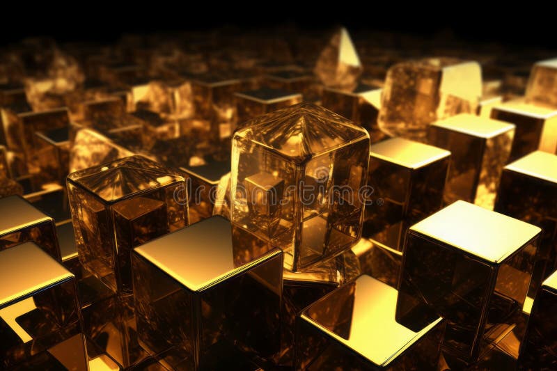Gold Crystals Cubes Stone. Generate Ai Stock Image - Image of pyrite ...