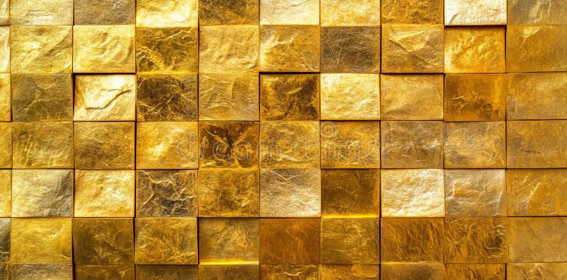 Gold Cubic Wall with Subtle Depth and Shimmer Variations. Stock Image ...