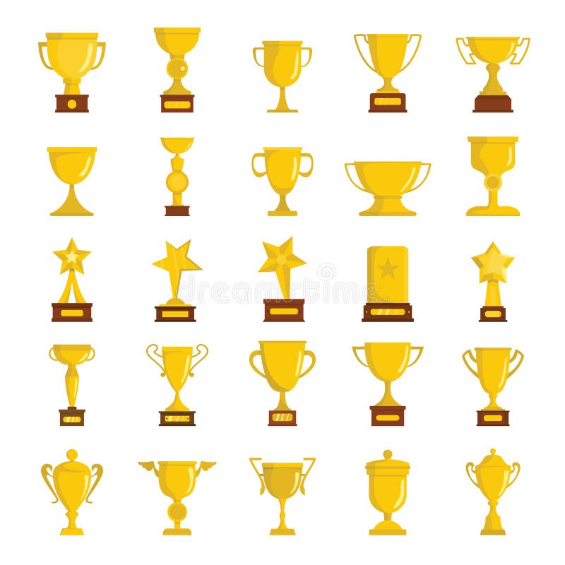 Gold Cup Awards Icons Collection Stock Vector - Illustration of gilded ...