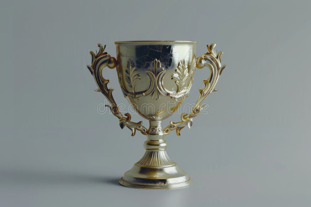 Gold Cup with a Handle and a Leaf Design Stock Image - Image of success ...