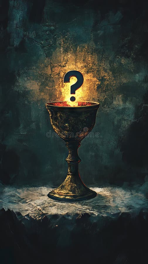A Gold Cup with a Question Mark on it Stock Illustration - Illustration ...