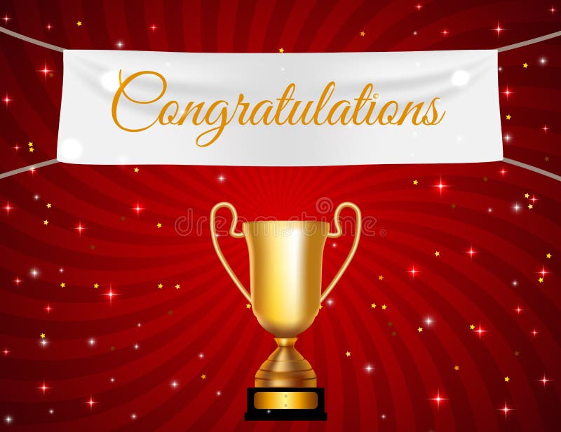 Gold Cup Winner Congratulations Background. Vector Illustration Stock ...