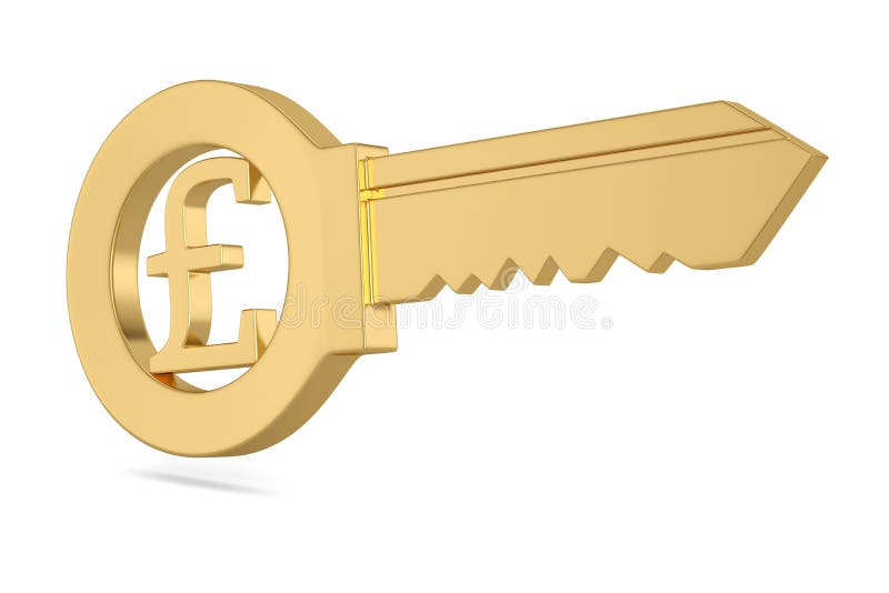 Gold Currency Symbol Key Isolated on White Background 3D Illustration ...