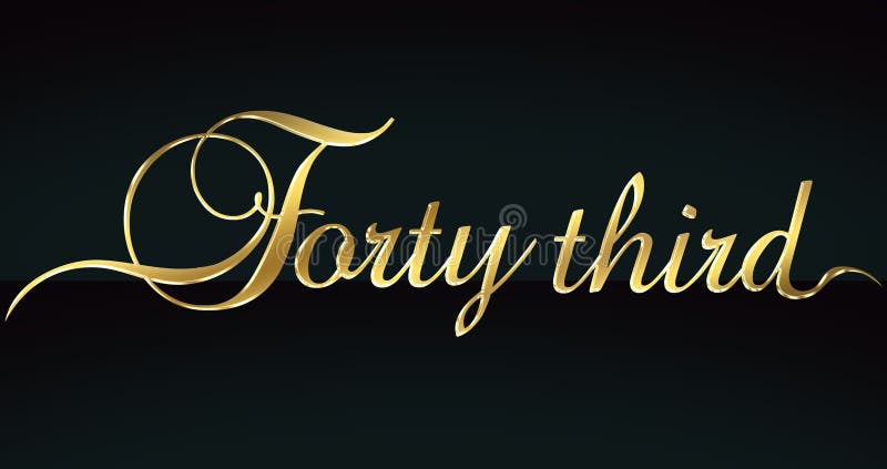 43 in Gold Letters Isolated on Transparent Background Stock ...