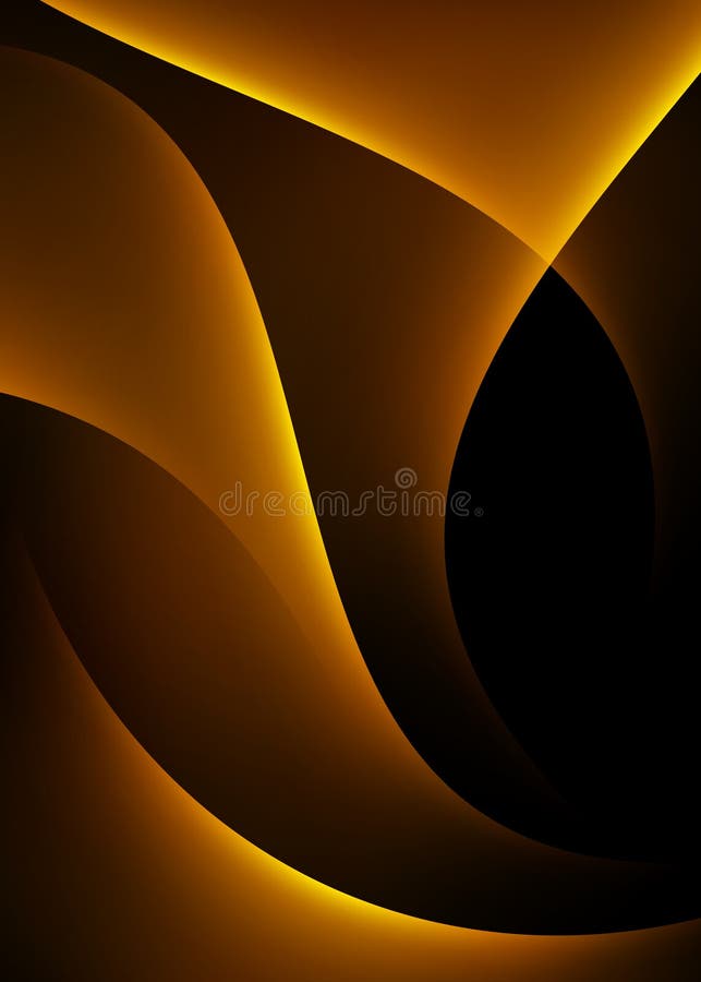 Gold Curve Abstract Pattern on Dark Background, Copy Space Composition ...