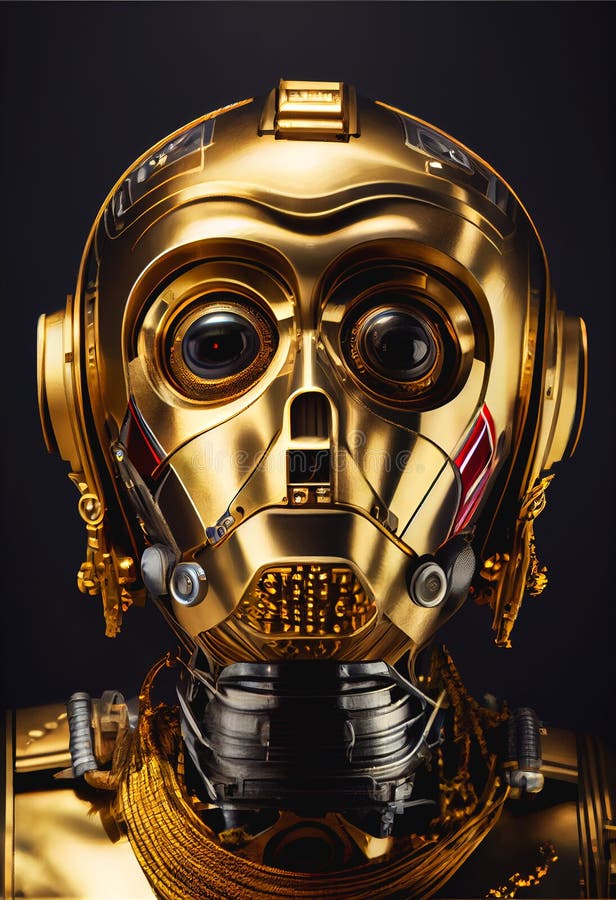 Gold robot head stock illustration. Illustration of intelligence ...