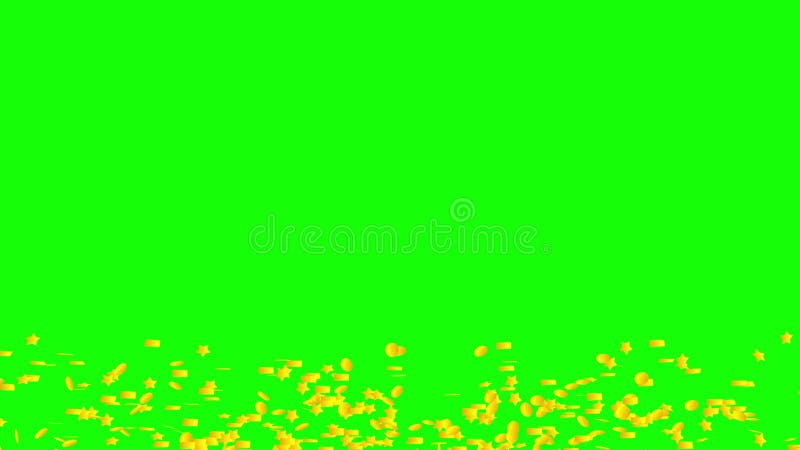 Gold 3D Animation of Confetti Falling on Green Screen. Falling Paper ...