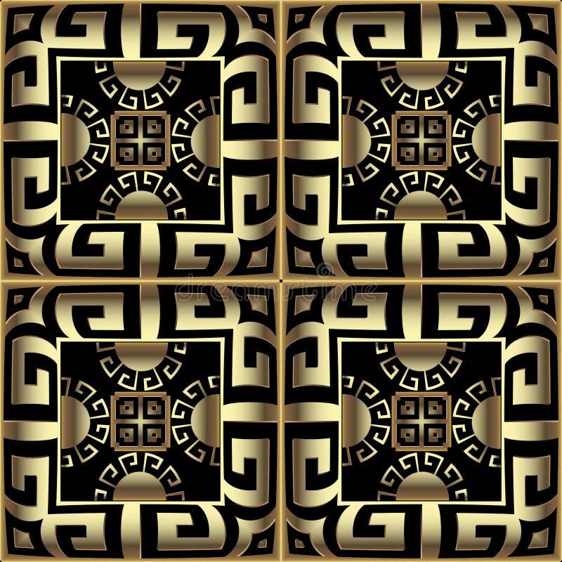 Squares Greek Black and White Vector Seamless Pattern. Ornamental ...