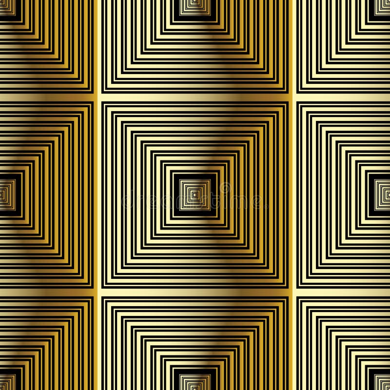 Gold 3d Checkered Vector Seamless Pattern. Plaid Striped Surface ...