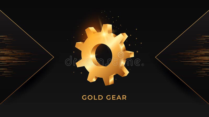 Gold 3d Gear Illustration on Black Background Stock Vector ...