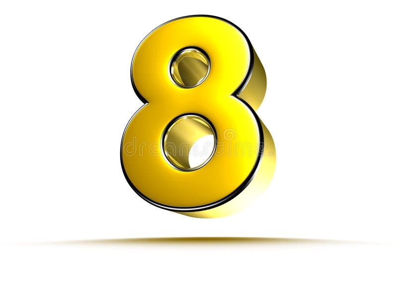 8 gold 3D. stock illustration. Illustration of rendering - 301692058