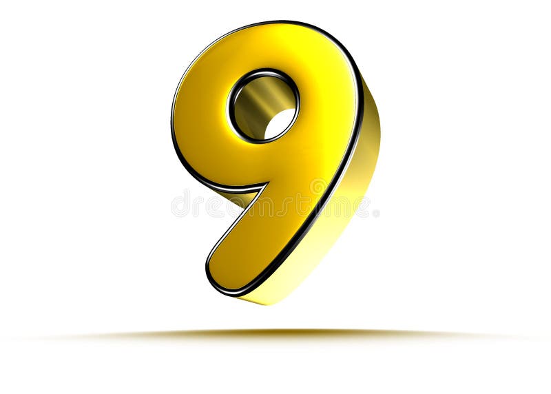 9 gold 3D. stock illustration. Illustration of banking - 301692070