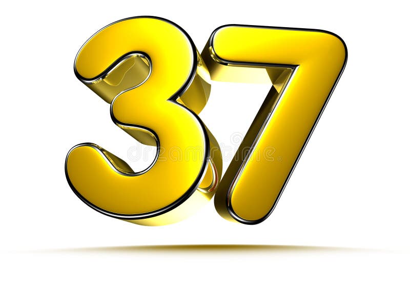 37 gold 3D. stock illustration. Illustration of isolated - 303690496