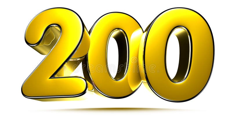 200 gold 3D. stock illustration. Illustration of rendering - 303690520