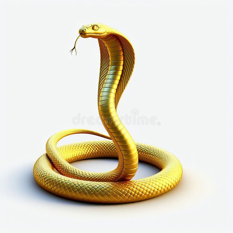 Gold 3D Model of the Chinese Zodiac Animal: Snake on a White Background ...