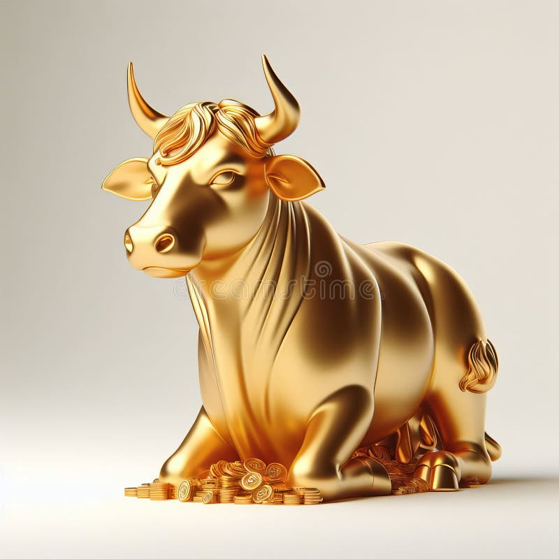 Gold 3D Model of the Thai Zodiac Animal: Cow on a White Background ...