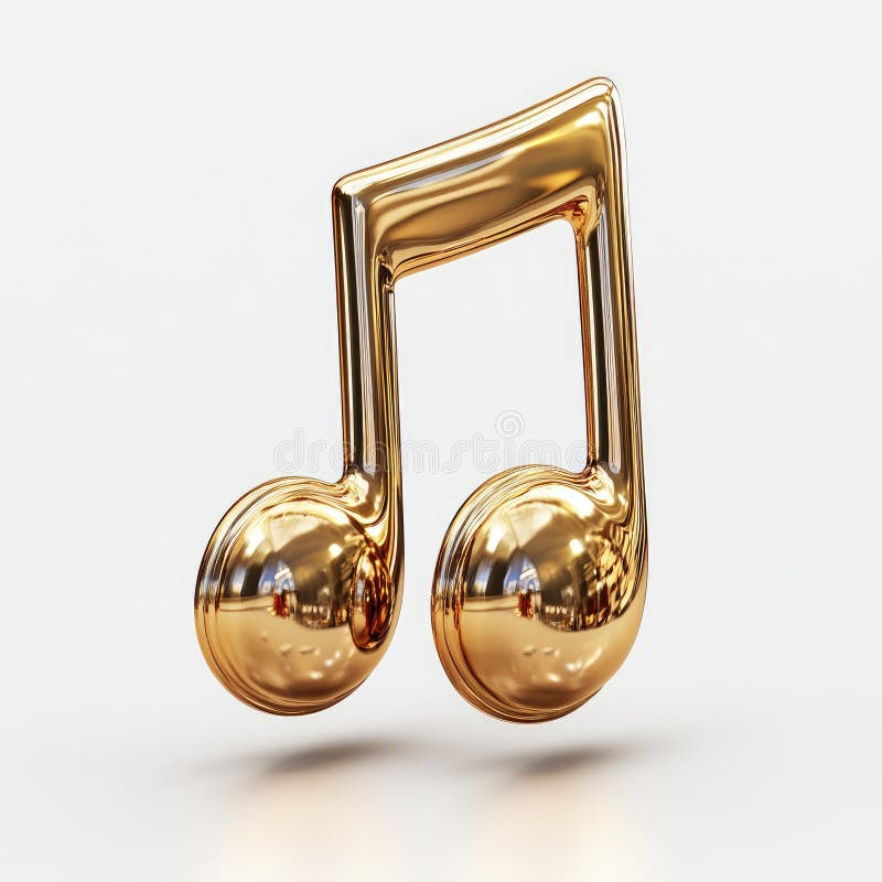 Gold 3D Note Isolate. Musical Note Icon. 3d Note Icon. Symbol of a Note ...