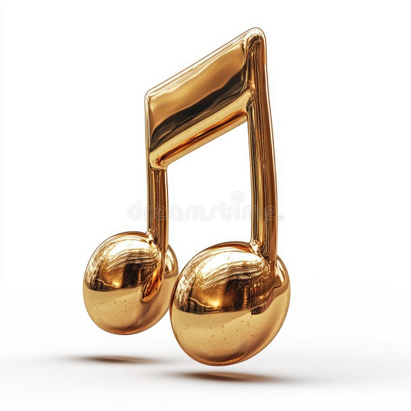 Gold 3D Note Isolate. Musical Note Icon. 3d Note Icon. Symbol of a Note ...