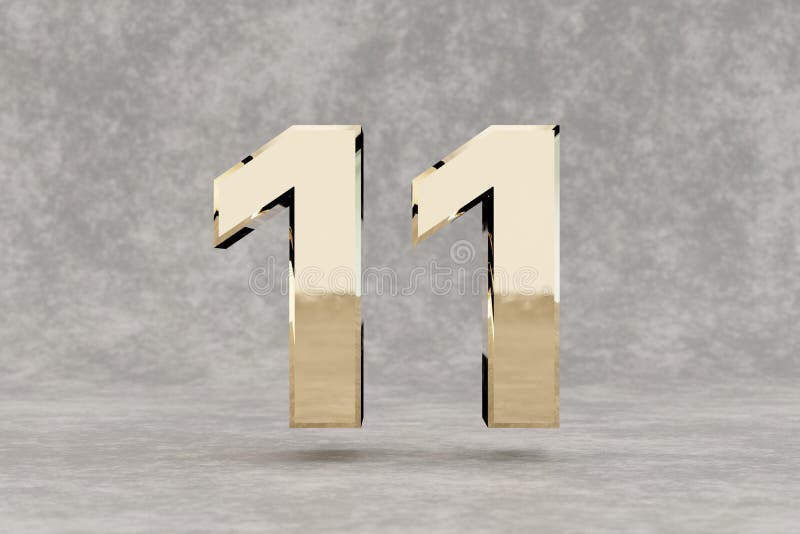 3d number 11 gold stock illustration. Illustration of sign - 136523547