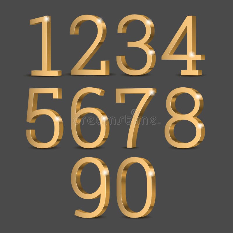Gold 3d numbers. stock vector. Illustration of number - 152007080