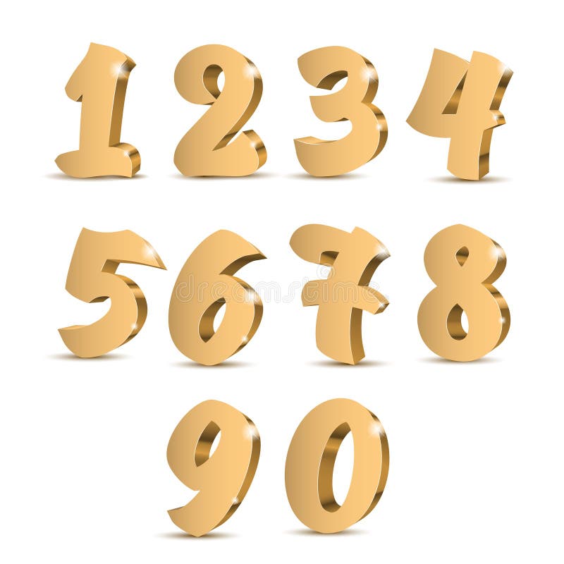 Gold 3d numbers. stock vector. Illustration of modern - 192770419