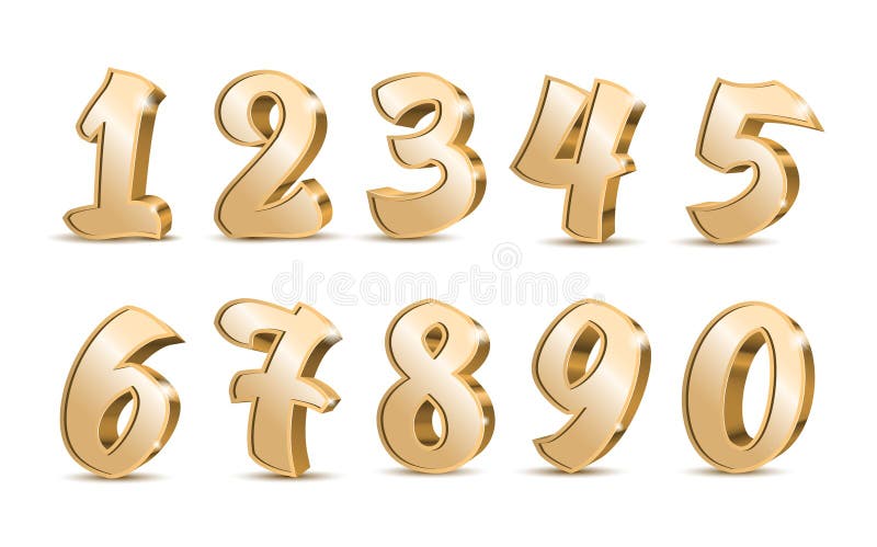 Gold 3d numbers. stock vector. Illustration of three - 343438730
