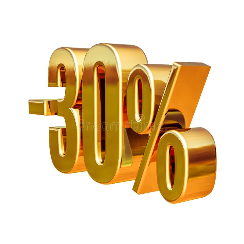 Gold 3d 30 Prozent-Rabatt-Zeichen Stockfoto - Bild von gold ...