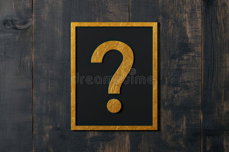 Gold 3D Question Mark Icon Sticker on Designer Background Stock ...