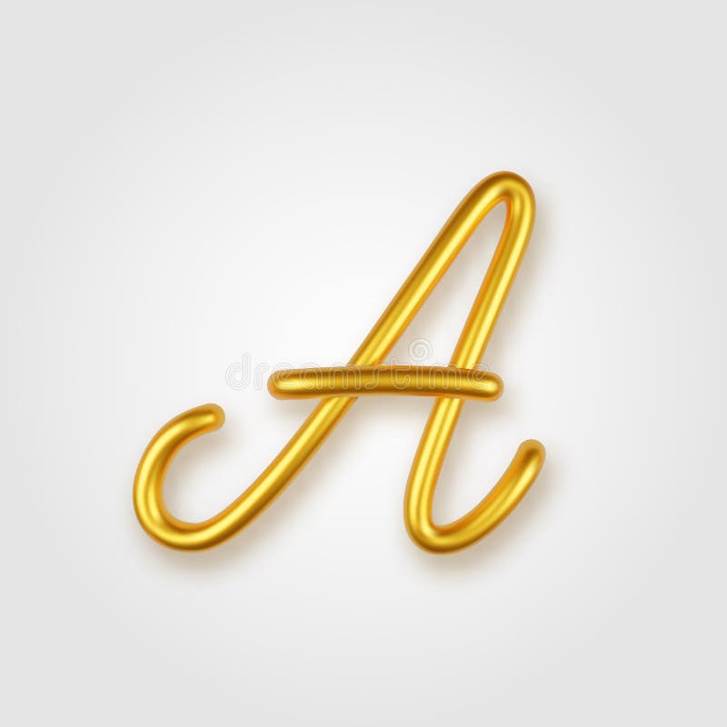 Gold 3d Realistic Capital Letter a on a Light Background. Stock Vector ...
