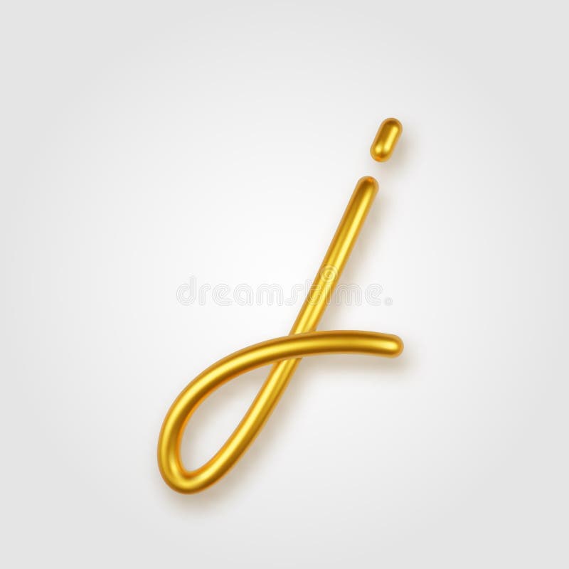 Gold 3d Realistic Lowercase Letter J on a Light Background. Stock ...