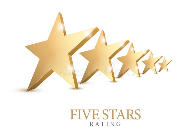 5 Gold 3d Star Rating. Five Star Symbol or Emblem Stock Illustration ...