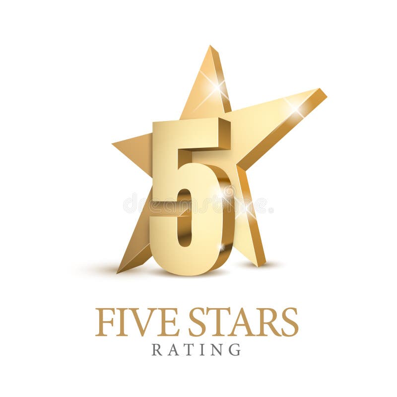 5 Gold 3d Star Rating. Five Star Symbol or Emblem Stock Illustration ...