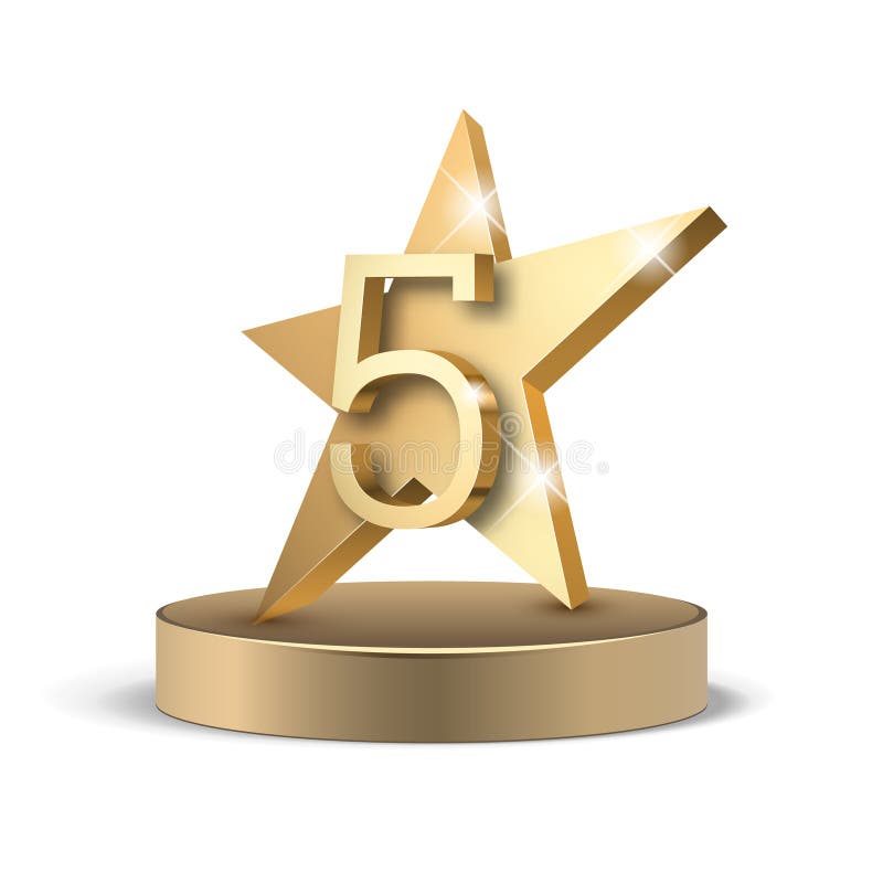 5 Gold 3d Star Rating. Five Star Symbol or Emblem Stock Vector ...