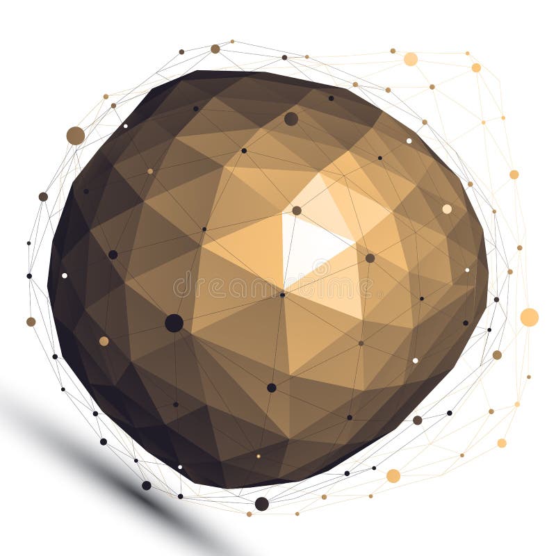 Gold 3D Vector Abstract Design Object, Deformed Complicated Figure with ...