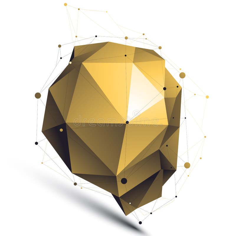 Gold 3D Vector Abstract Design Object, Polygonal Complicated Fig Stock ...