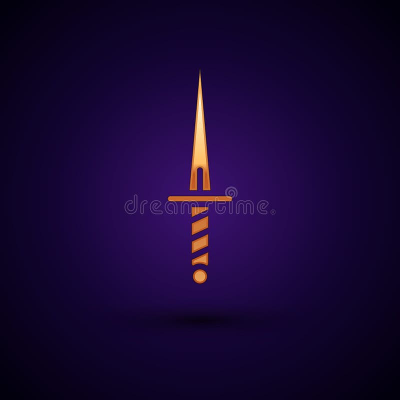 Dagger Gold Emblem. Military Combat Knife. Isolated Icon on Dark ...