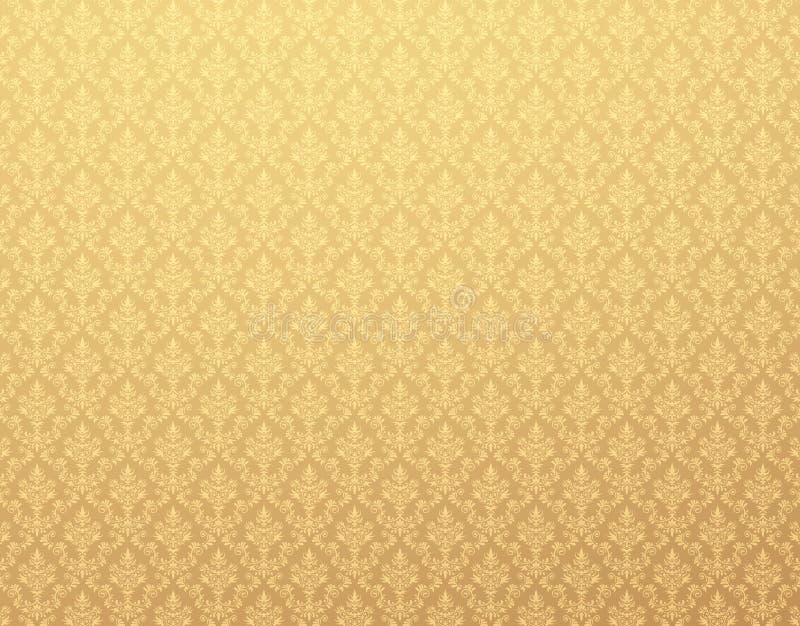 Gold Wallpaper with Damask Pattern Stock Illustration - Illustration of ...