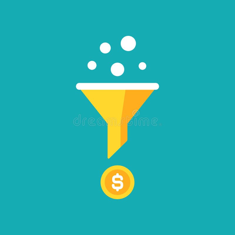 Gold Data Filter or Strainer with Filtering Circles and Dollar Coin ...