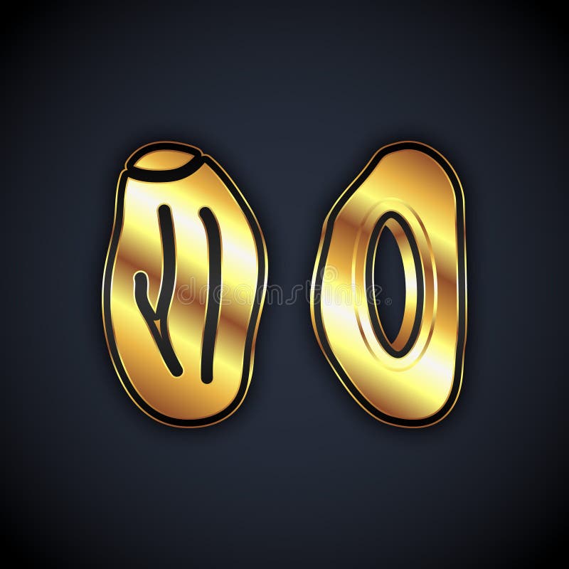 Gold Date Fruit Icon Isolated on Black Background. Vector Stock Vector ...