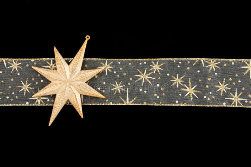 Gold Decoration Ribbon with Stars Stock Photo - Image of gift, metal ...