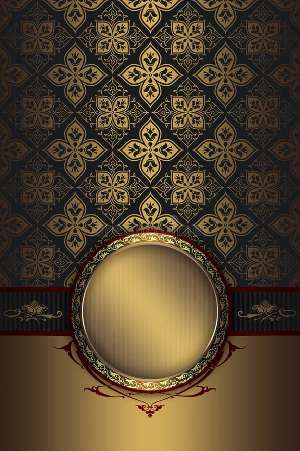 Gold Decorative Background with Vintage Frame. Stock Illustration ...