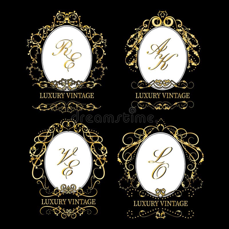 Gold Decorative Frame.Vintage Logo Templates Vector. Stock Vector ...