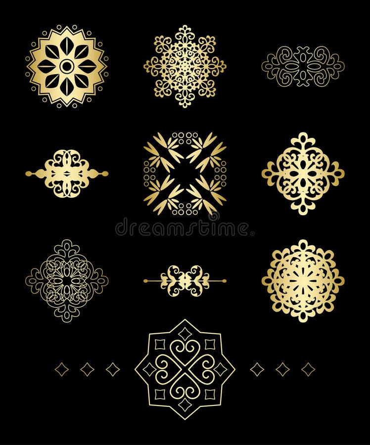 Gold Decorative Geometric Vector Elements Stock Vector - Illustration ...