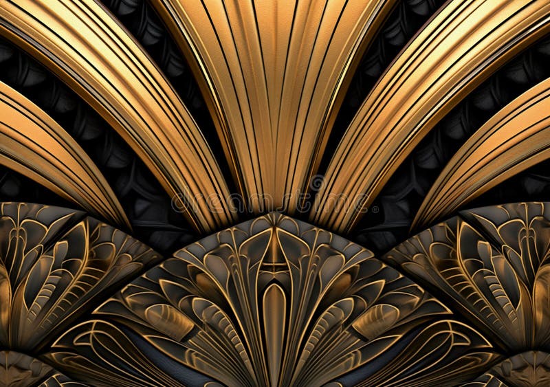 Gold Decorative Pattern with Pattern Black and Gold Generative a Stock ...