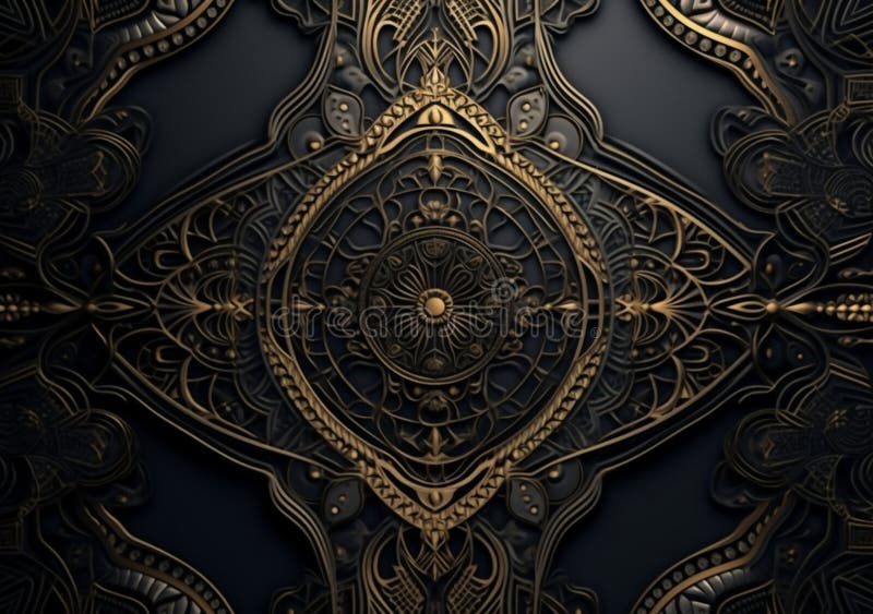 Gold Decorative Pattern with Pattern Black and Gold Generative a Stock ...