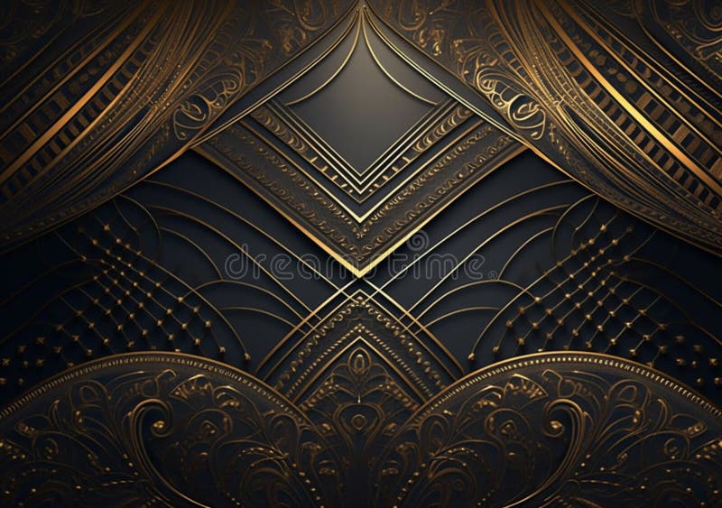 Gold Decorative Pattern with Pattern Black and Gold Generative a Stock ...