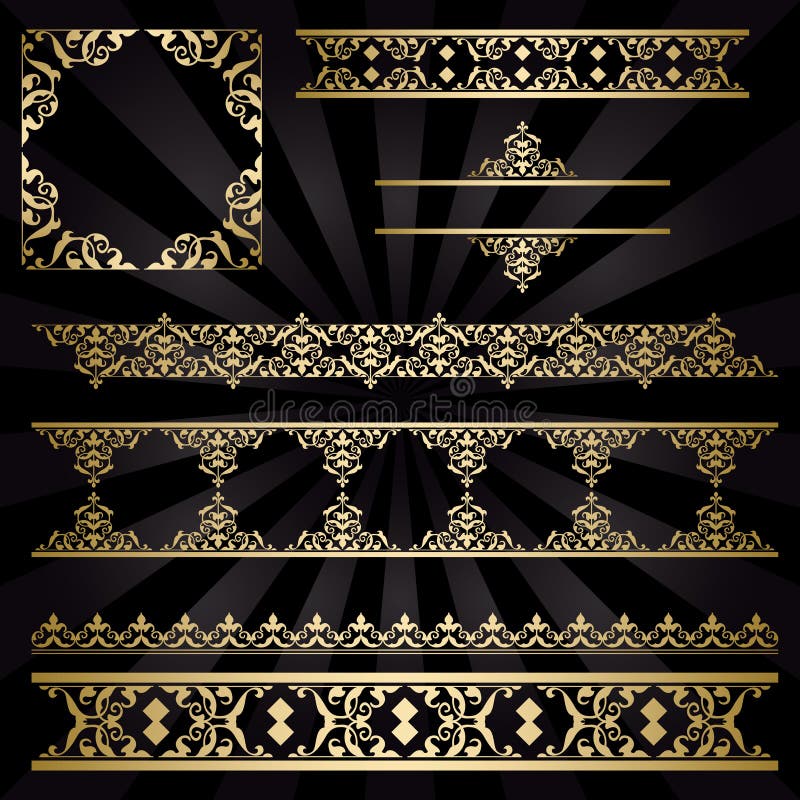 Gold Vector Decorative Vintage Ornaments - Set Stock Vector ...