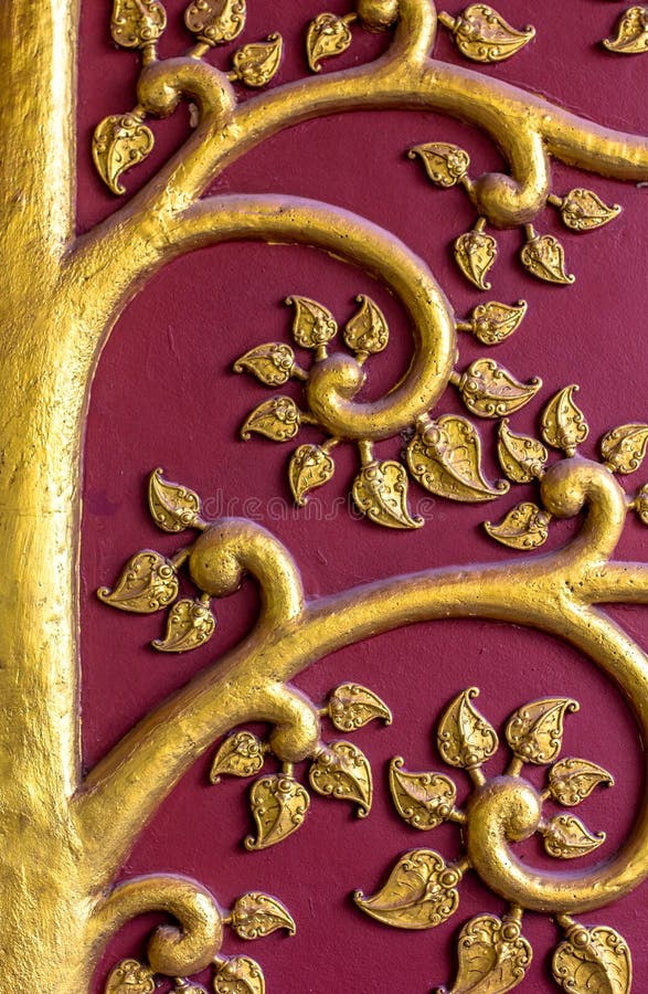 The Gold Design Tree of Thai Style Stock Image - Image of fragment ...