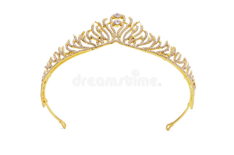 Gold Diadem with Red Ruby Stone Isolated on the Fabric Stock Image ...