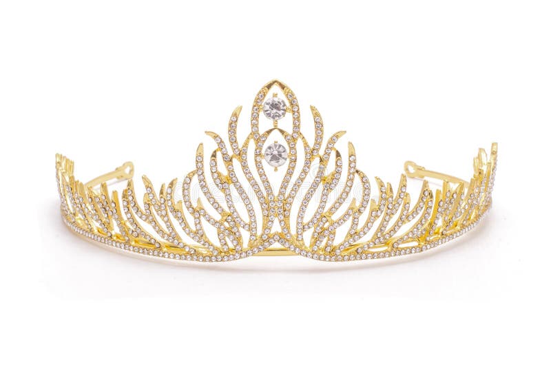 Gold Diadem with Diamonds Isolated on White Stock Image - Image of ...
